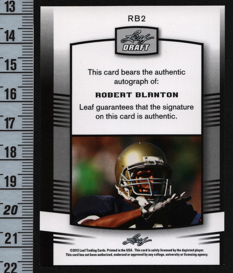 Robert Blanton 2012 Leaf Draft Rookie Autographs Red RB2 Vikings Bills ...