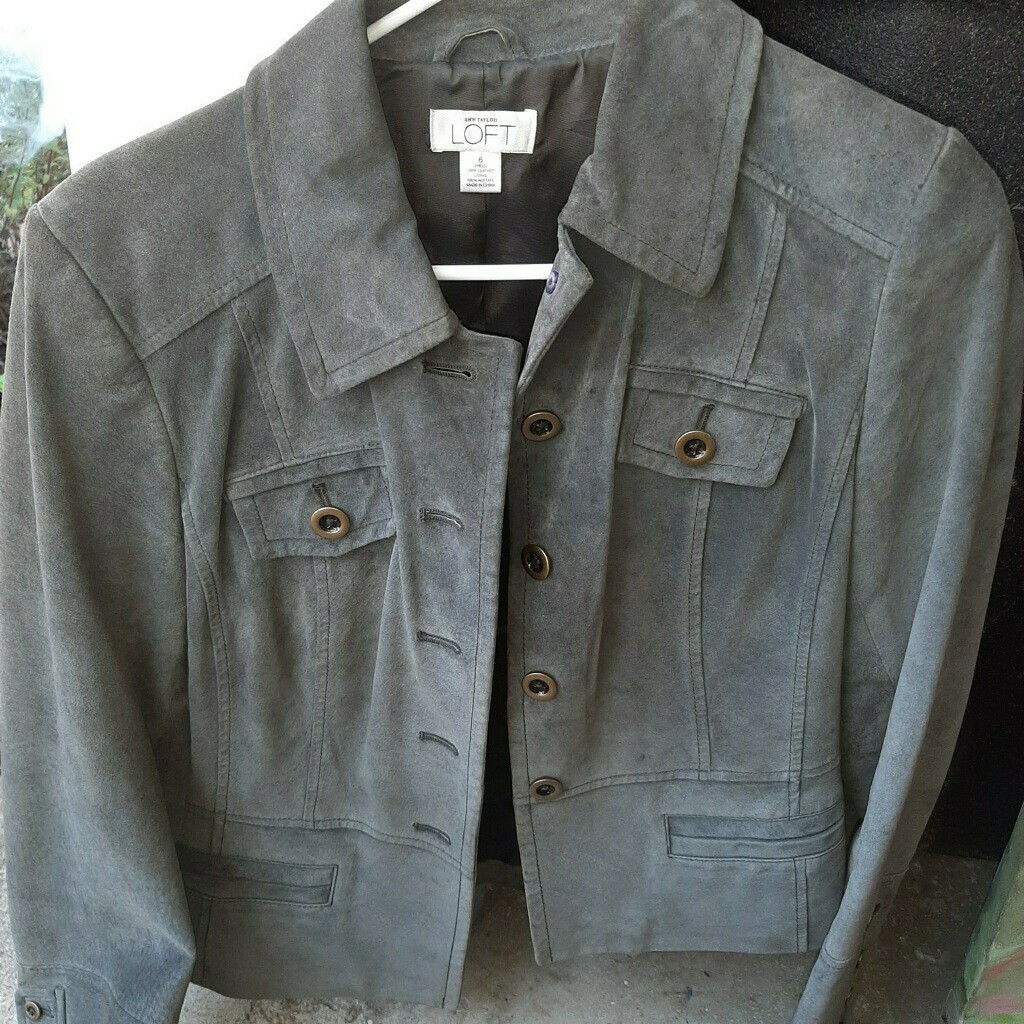 Ann Taylor Loft Suede Leather Jacket Olive Green 6 - Gem