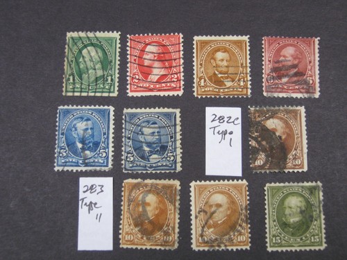 1897 REGULAR ISSUE 10 STAMPS 1 TO 15 CENT COLOR VARIATIONS DL PERF 12 ...