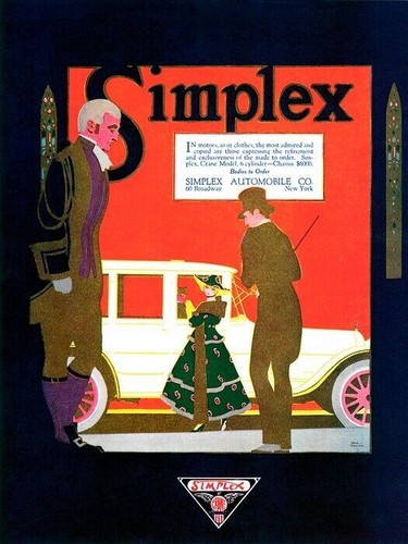 SIMPLEX AUTOMOBILE CRANE MODEL REFINEMENT CAR CLOTHES VINTAGE POSTER ...