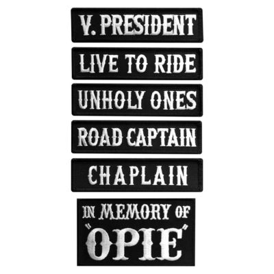 Officer Title Rank Vest Patches VP Chaplain Opie MC Biker Patch (6PC B ...