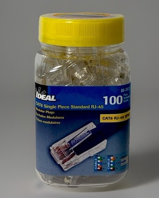 IDEAL CAT6 SINGLE PIECE STANDARD RJ-45 MODULAR PLUGS 100 NEW FACTORY ...