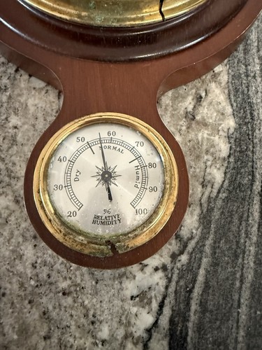 vtg Jason Empire 28" Banjo Wall Weather Station Mahogany Barometer/Temp ...