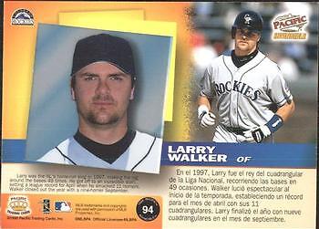 1998 Pacific Invincible Larry Walker 94 Colorado Rockies | eBay