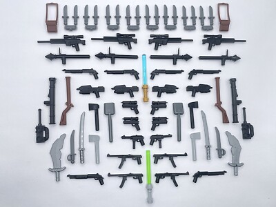 Lego Variety Weapon Pack Custom Lot of 58 RPG Shovel Lightsaber Radio ...