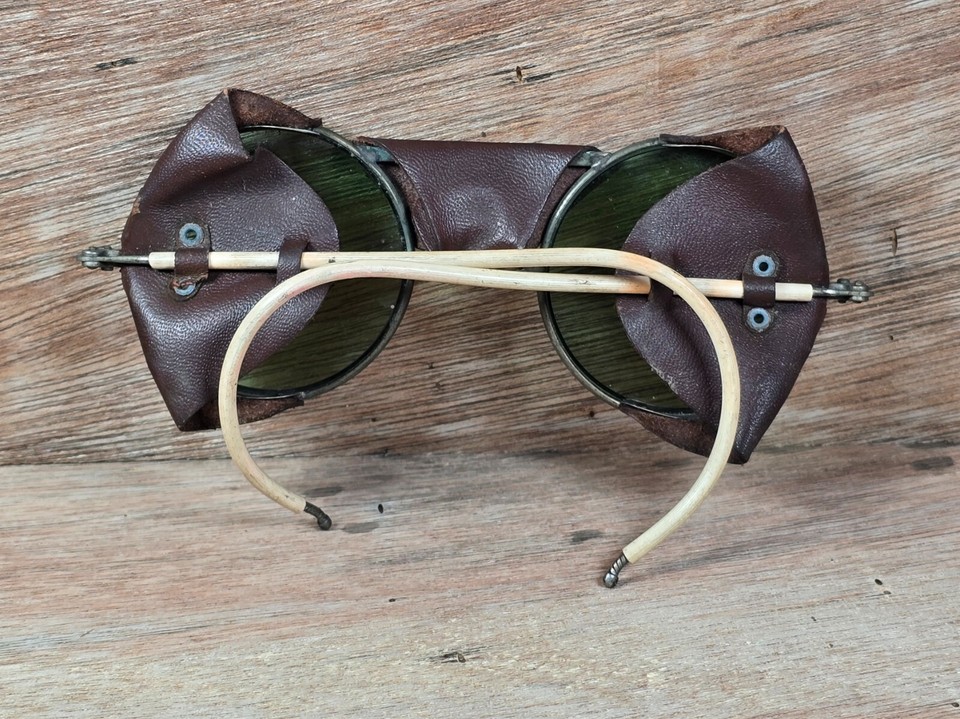 Vtg American Optical AO Steampunk Motorcycle Aviator Safety Glasses ...