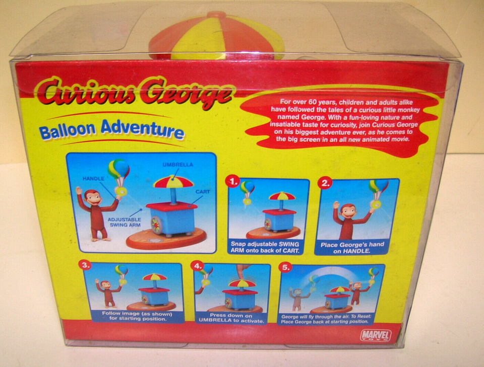 Curious George Balloon Adventure George Flies Figure Marvel Toys RARE ...