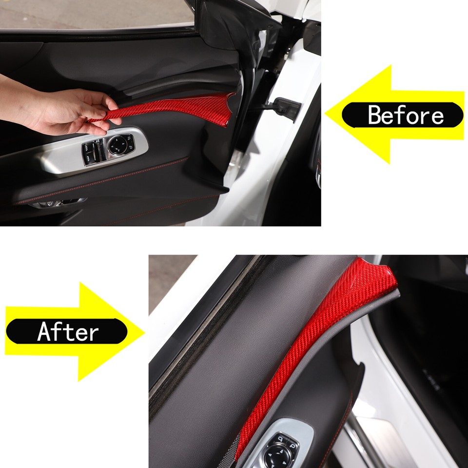 Red Real Carbon Fiber Interior Window Upper Door Panel trim For ...