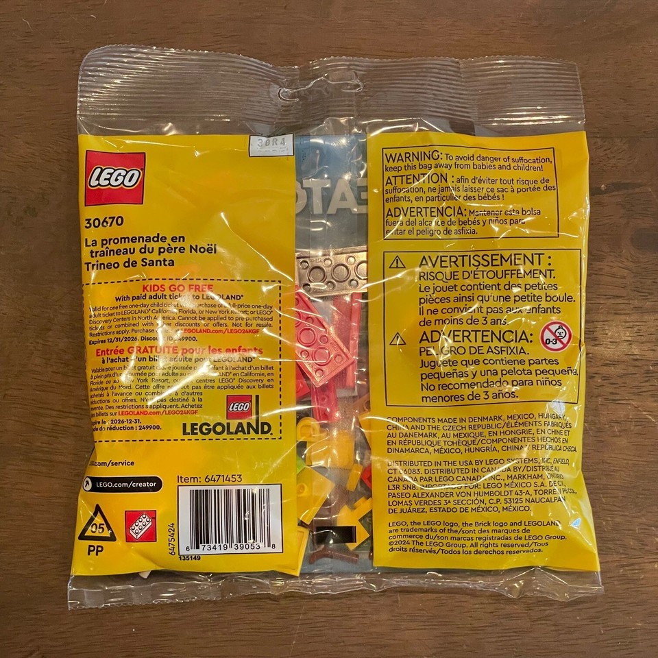 LEGO Creator Santa's Sleigh Ride 30670 New Factory Sealed Poly Bag 2024 ...
