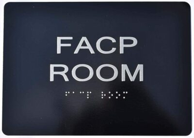 FACP Room Sign With Braille and Raised Letters Black (Aluminum, Size ...