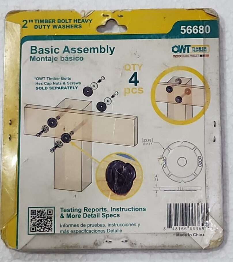 OWT Timber Fasteners 56680 2" Timber Bolt Heavy Duty Washers - 4Pcs | eBay