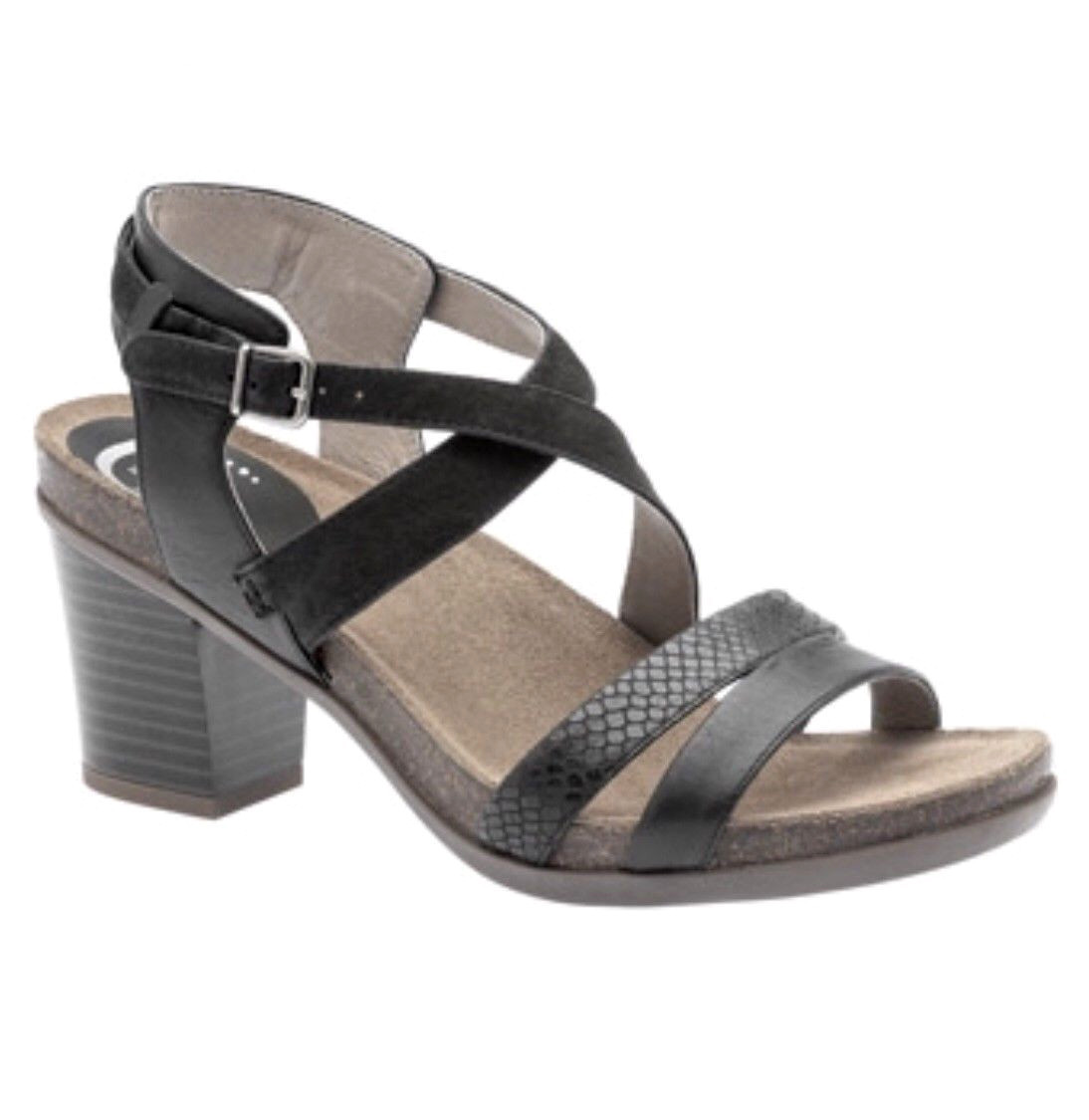 Abeo Women's Sandals Ankle Straps Heels Biana Neutral Black Career ...