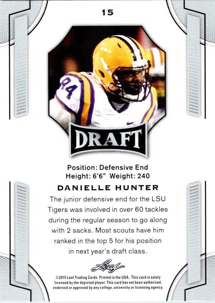 2015 Leaf Draft Danielle Hunter LSU Tigers #15 | eBay