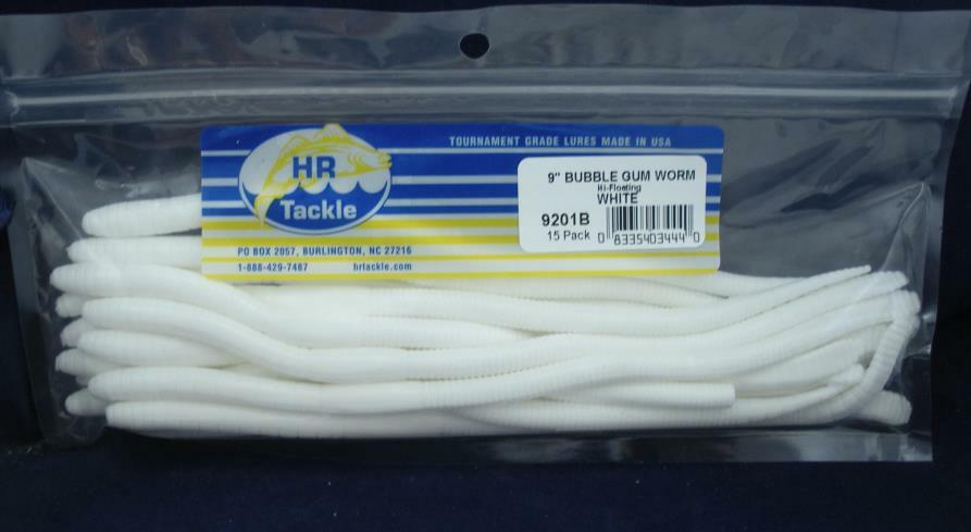 Haw River 9201B 9" Oversize Hi-Floating Bubble Gum Worm 15CT White | eBay