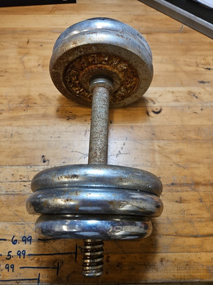 Bollinger Chrome Vtg Barbell Dumbell Threaded Weight Set 4-5lb and 2 ...