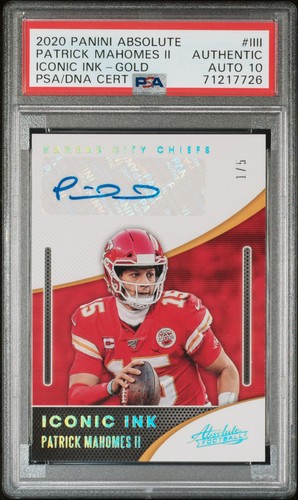 2020 PANINI ABSOLUTE ICONIC INK PATRICK MAHOMES II 1/5 PSA AUTHENTIC ...