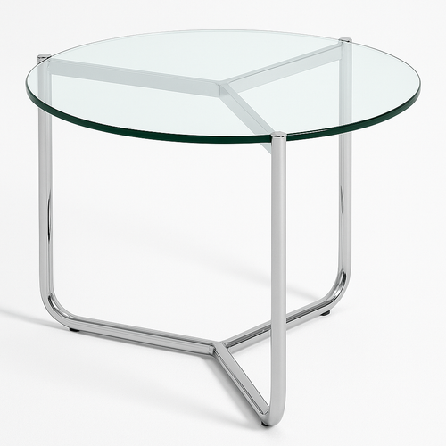 2010s Mies van der Rohe Knoll Round Glass Polished Chrome MR Side Table ...