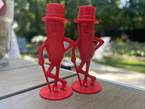 Mr. Peanut Vintage Red Salt And Pepper Shakers Plastic Removable Hats ...