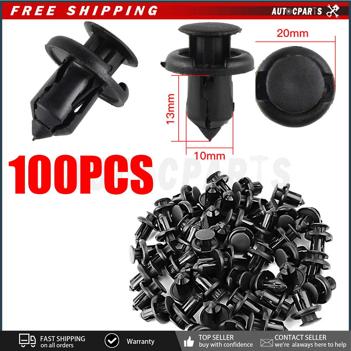 100x Bumper Hood Fender Splash Guard Retainer Clips Fasteners For Acura ...