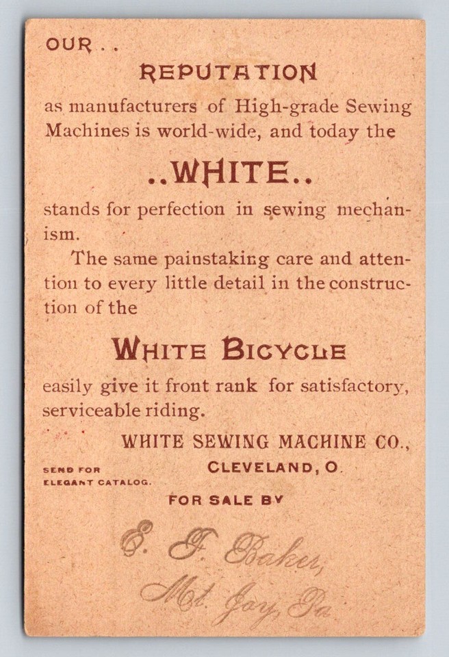 White Sewing MAchine Bicycle Boy Girl Children Baker Gary Pennsylvania ...