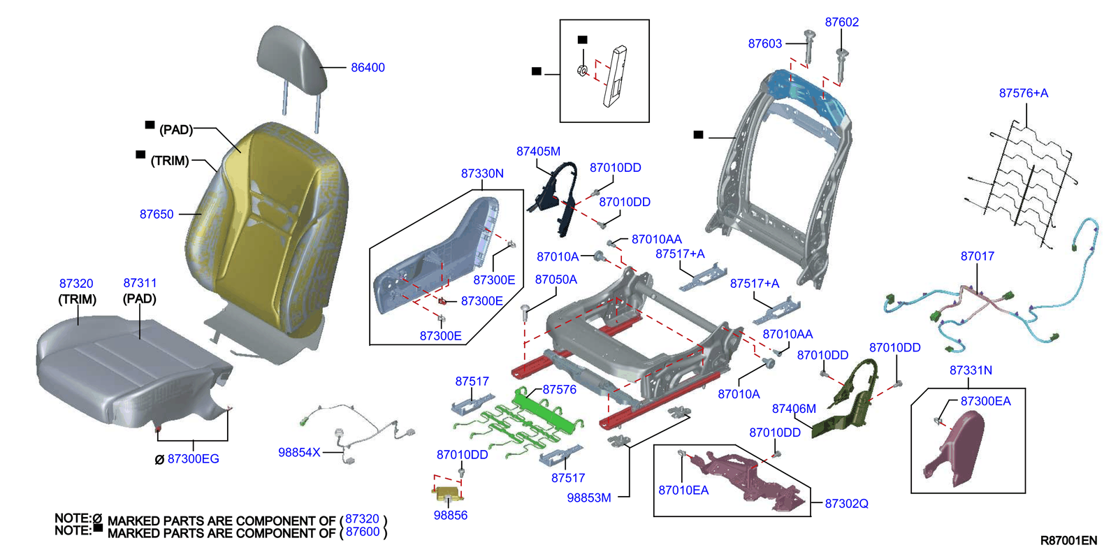 Nissan/INFINITI 87351-6RA0A Seat Frame (Left, Front) | eBay