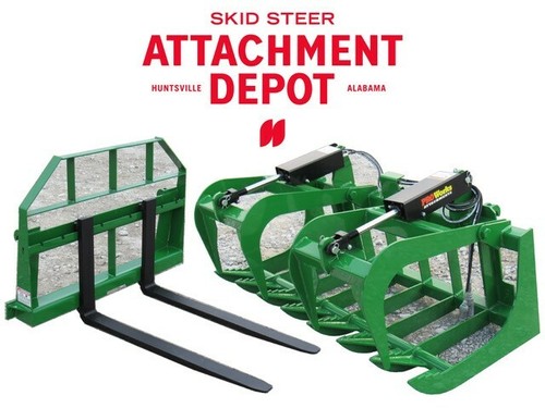 60" Root Grapple Bucket and 42" Long Pallet Forks Fits John Deere ...