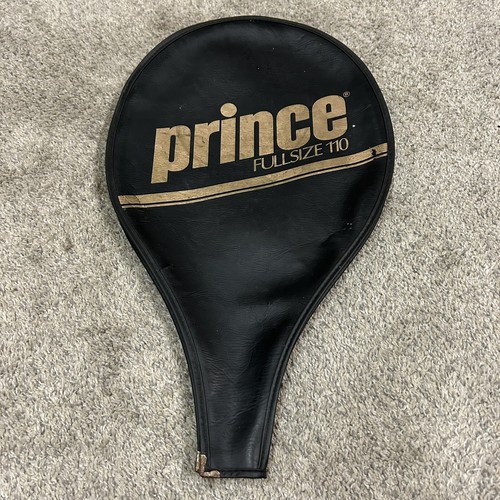 Prince Full Size 110 Tennis Racket Leather Cover Black Gold Leather Zip ...