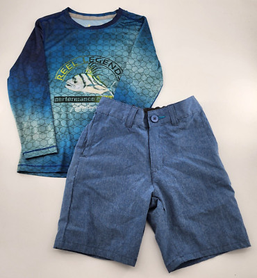Reel Legends Blue Reel-Tec Performance LS Shirt with Shorts Set Boys ...