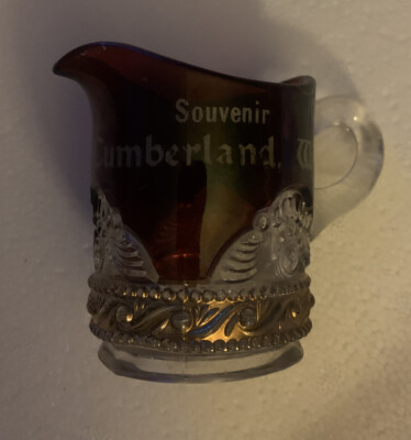 VINTAGE RUBY RED CUT TO CLEAR SOUVENIR SMALL CUP-CUMBERLAND, WISCONSIN ...