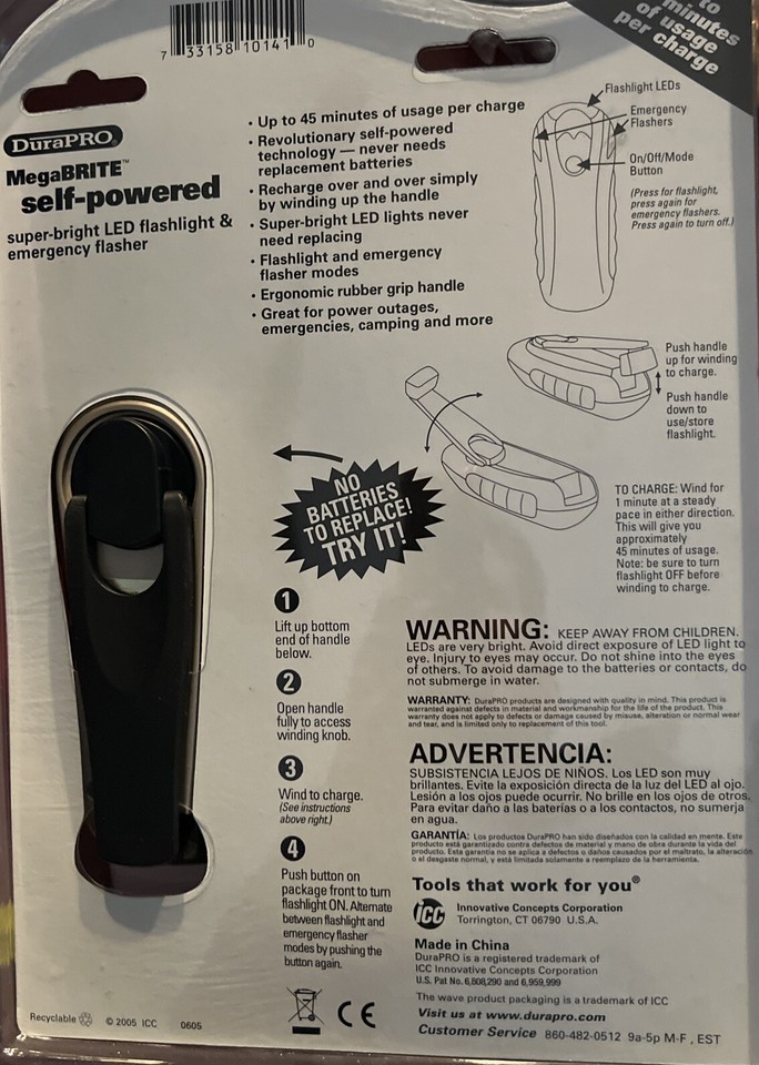 Durapro Megabrite LED Flashlights Self Powered Emergency Flasher ...
