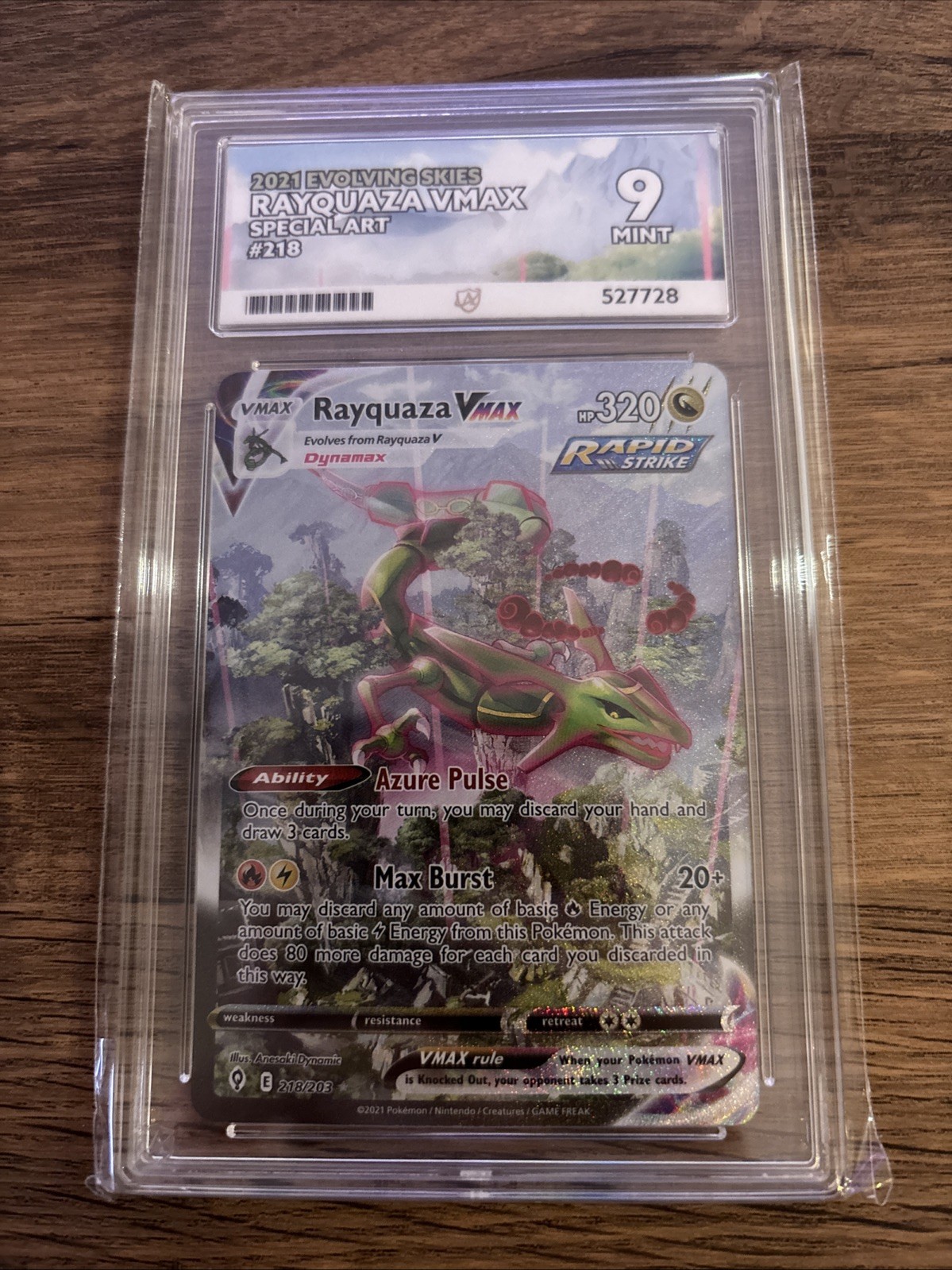Rayquaza VMAX 218/203 Evolving Skies Alternative Art Pokémon Card Ace 9 ...