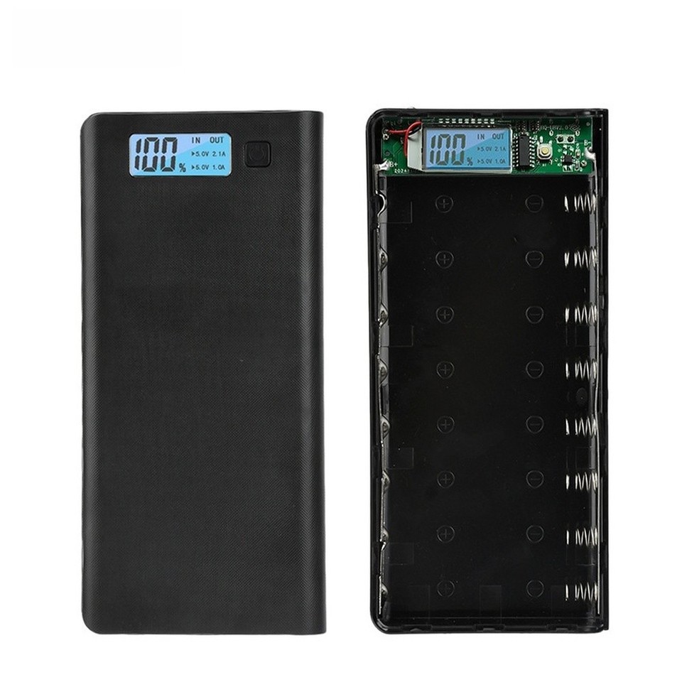 8 Slot Portable Charger Kit with Rechargeable Battery Case and Dual USB ...