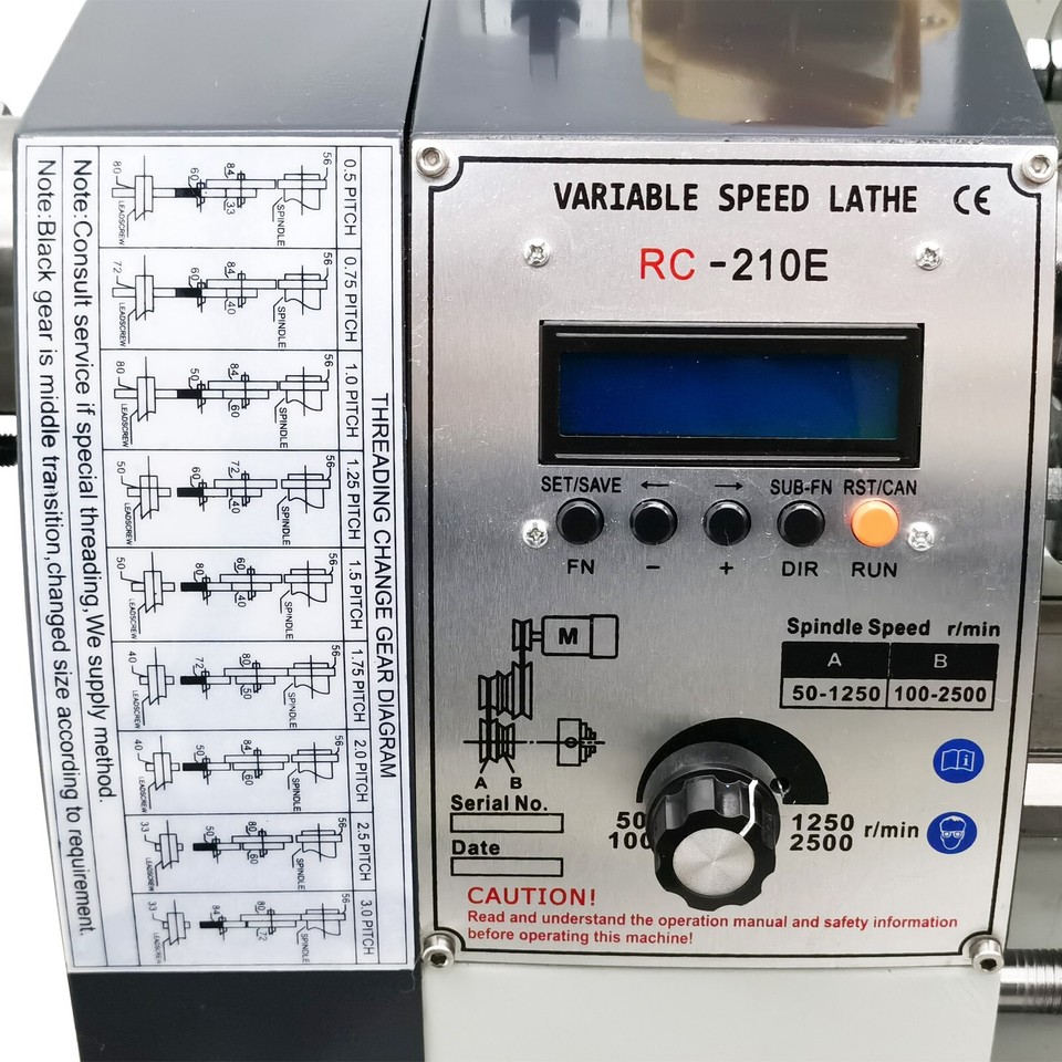 RC-210E Precision Electronic Pulse Metal Lathe Bench Metalworking Lathe ...