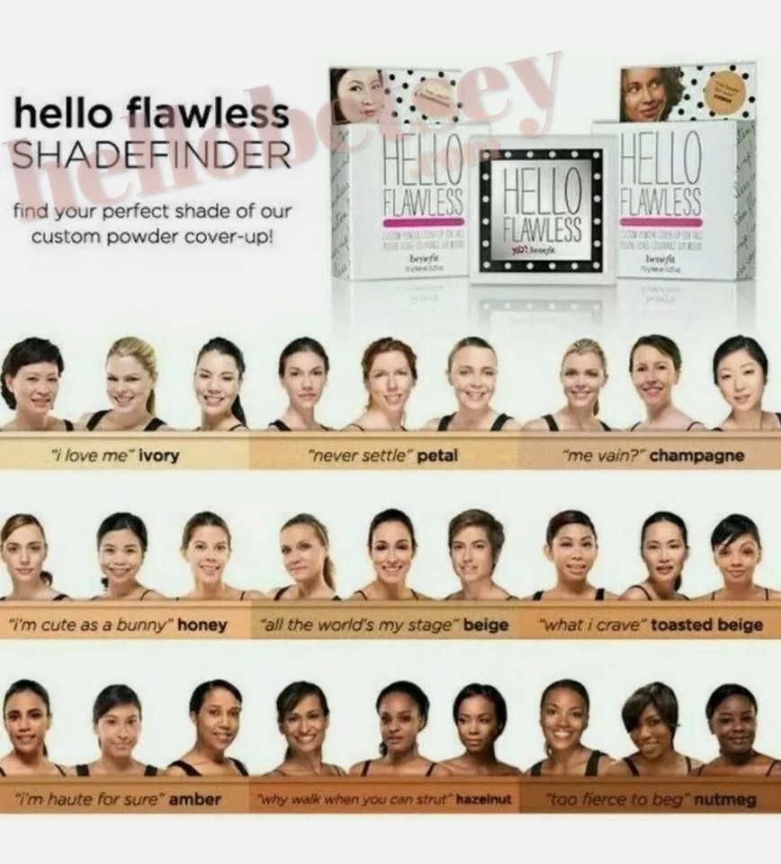 Benefit Hello Flawless ~HONEY~ Powder Foundation & SPF 15 Custom Cover ...