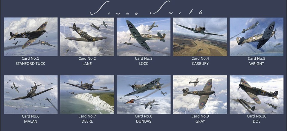 Spitfire MK1 Aces DFC collectors postcard set Battle of Britain Malan ...