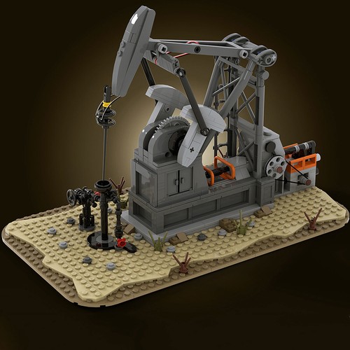 Functioning Oil Pump Jack Oil Derrick Building Blocks Toys Set Creative ...