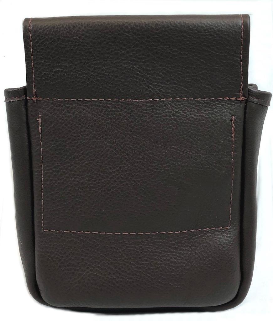 LEATHER SHOTGUN SHELL POUCH Skeet Trap Sporting Clays BROWN 12ga Brass ...