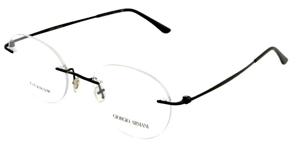 New GIORGIO ARMANI AR5147-T 3001 50mm Black Rimless Titanium Eyeglasses ...