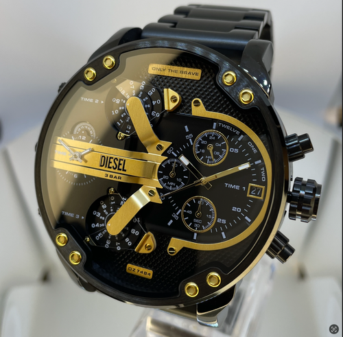 2025 Brand New Diesel Men's Mr. Daddy Chronograph, Gunmetal Watch Gold ...