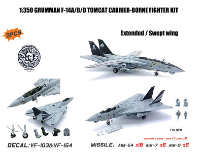 High-precision 3D Printed 1:350 F-14 Fighter Jet Model Kit with Wing ...