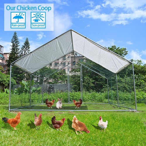 Large Chicken Run Hen House Backyard Farm Metal Chicken Coop Walk-in ...
