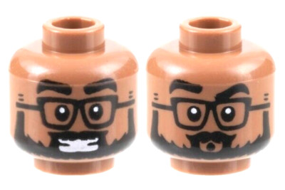 New LEGO Brown Skin GLASSES THICK Beard Football Coach African American ...
