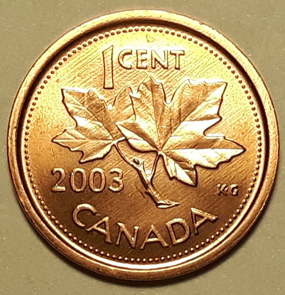 2003 New Effigy Zinc CANADA 1 Cent Uncirculated Non-Magnetic Penny UNC ...
