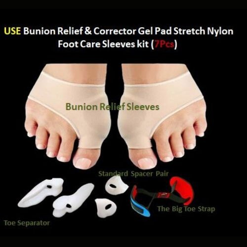Bunion Relief & Corrector Gel Pad Stretch Nylon Foot Care Sleeves kit ...