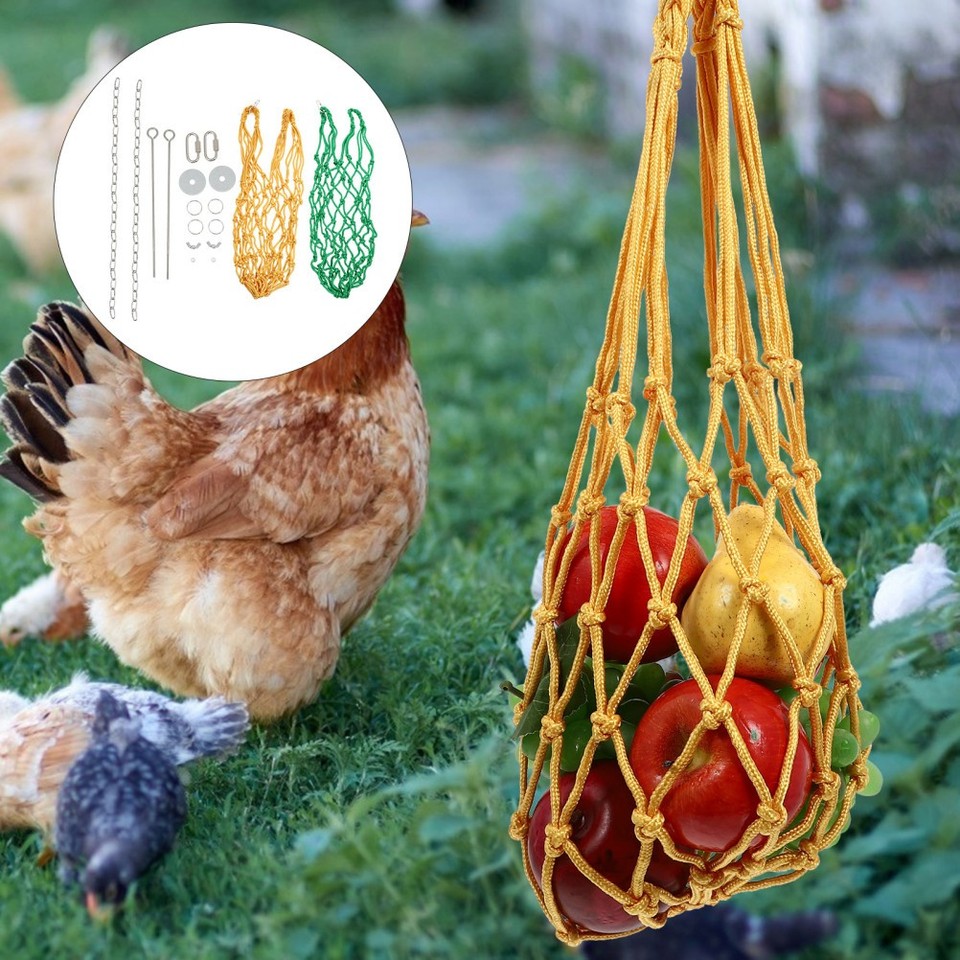 1 Set of 4 Pcs Chicken Parrot Net Bags Pet Hanging Feeder Net Bags ...