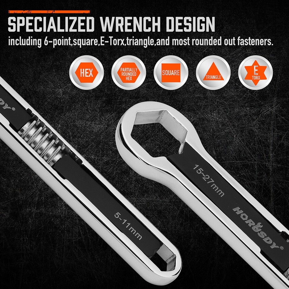 HORUSDY 44-in-1 Universal Wrench Set Adjustable 5mm-27mm and 3/16-1-1/16 inch | eBay