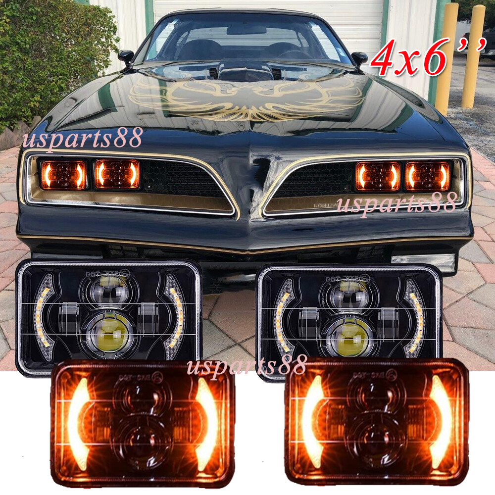 4pcs Fit Pontiac Firebird Trans AM 1977-1981 4x6" LED Headlights HI-LO ...