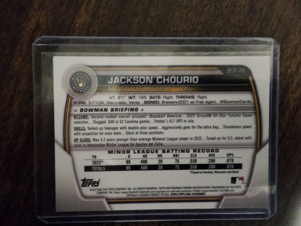 2023 Bowman Chrome Mojo Jackson Chourio | eBay