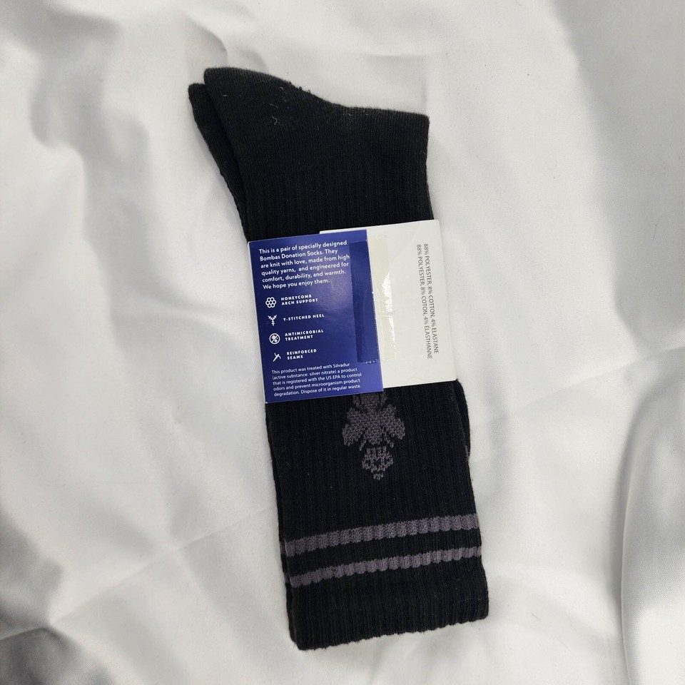 Bombas Socks Mens Large Crew Black Bee | eBay