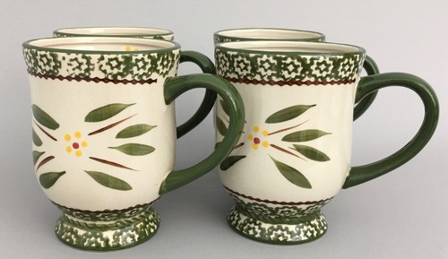 TEMPTATIONS By Tara Old World Green Coffee Mugs w/Lids and Pie Plates ...